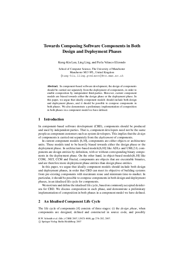(PDF) Towards Composing Software Components in Both Design and ...