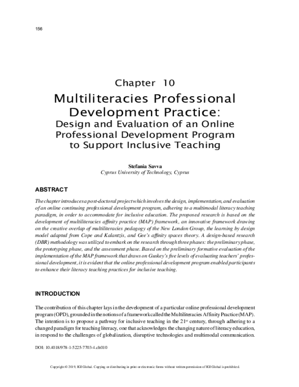 (PDF) Multiliteracies Professional Development Practice