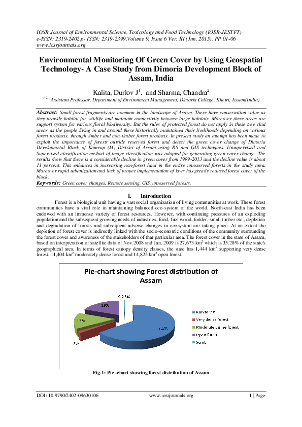 (PDF) Environmental Monitoring Of Green Cover by Using Geospatial ...