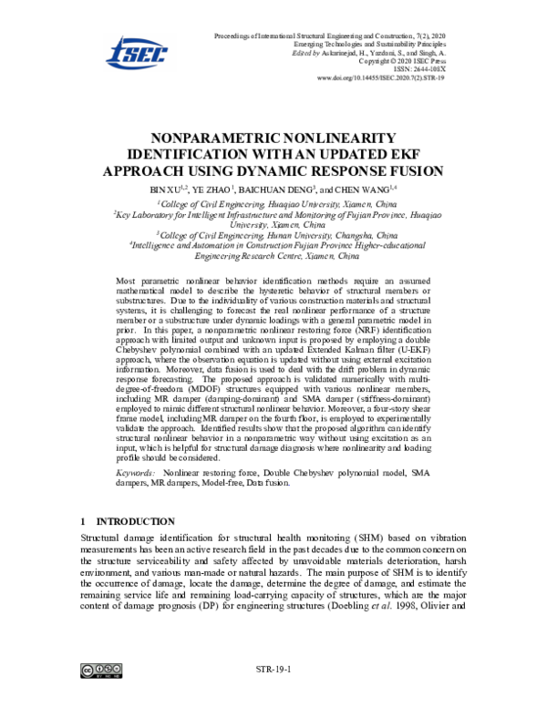 (PDF) Nonparametric Nonlinearity Identification with an Updated Ekf Approach Using Dynamic ...