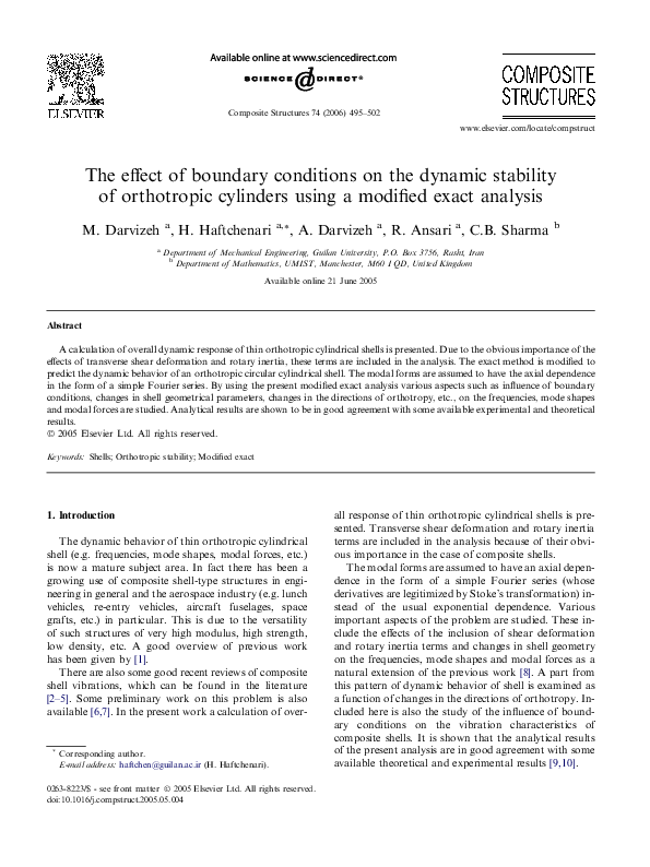 (PDF) The effect of boundary conditions on the dynamic stability of orthotropic cylinders using ...