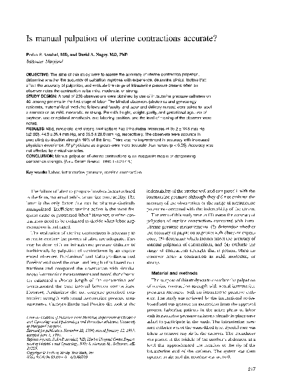 (PDF) Is manual palpation of uterine contractions accurate?