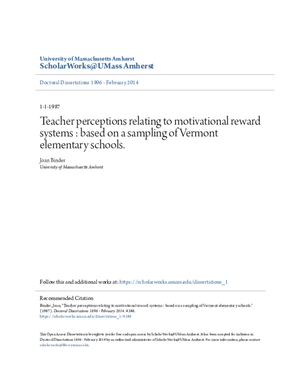 (PDF) Teacher perceptions relating to motivational reward systems ...