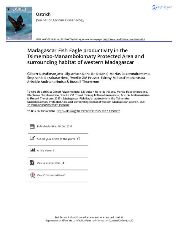 (PDF) Madagascar Fish Eagle productivity in the Tsimembo-Manambolomaty ...