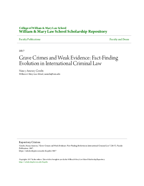 (PDF) Grave Crimes and Weak Evidence: A Fact-Finding Evolution in ...