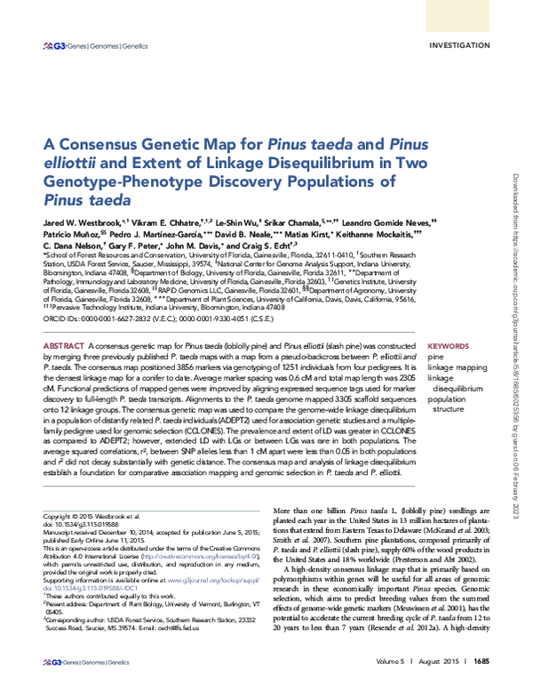 (PDF) A Consensus Genetic Map for Pinus taeda and Pinus elliottii and ...