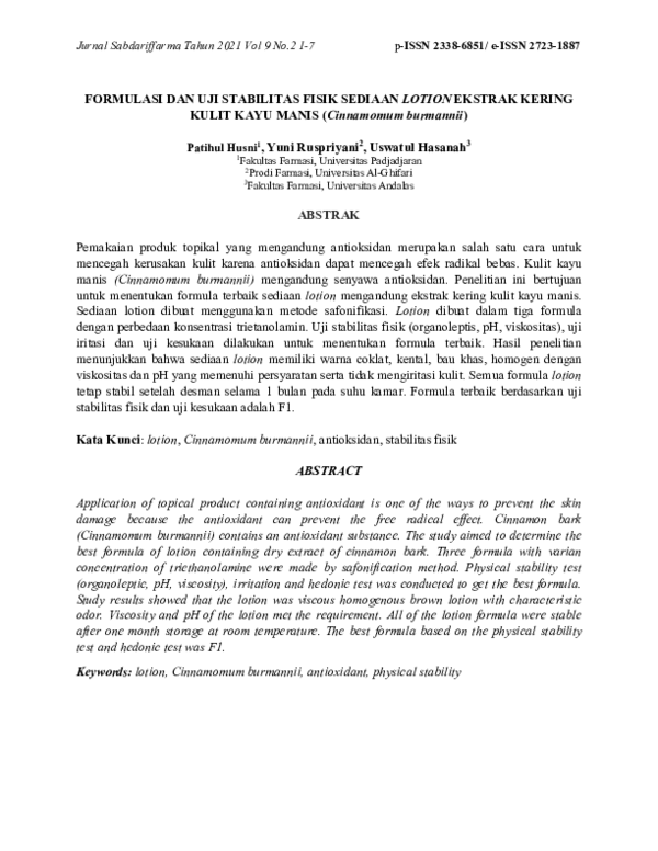 (PDF) UJI STABILITAS FISIK GEL EKSTRAK ETANOL DAUN UBI JALAR UNGU ...