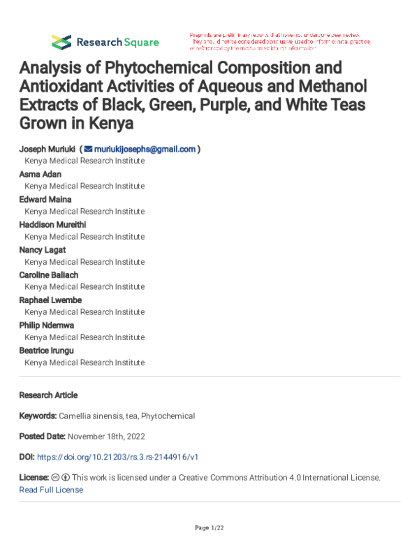 (PDF) Analysis of Phytochemical Composition and Antioxidant Activities ...