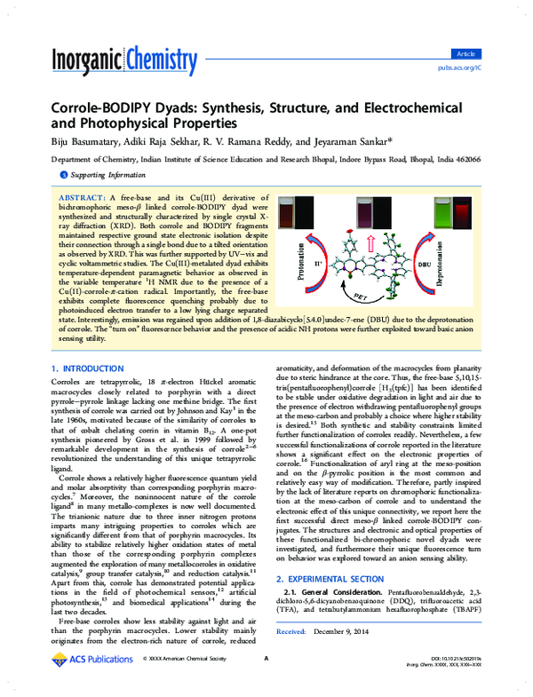 (PDF) Corrole-BODIPY Dyads: Synthesis, Structure, and Electrochemical ...