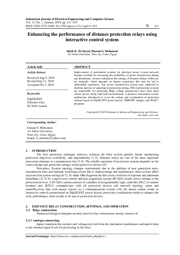 (PDF) Enhancing the performance of distance protection relays using ...
