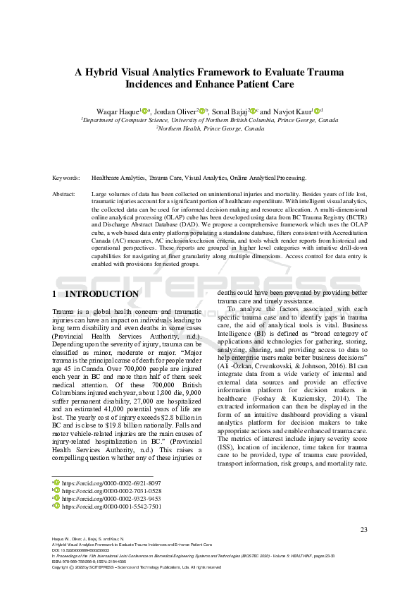 (PDF) A Hybrid Visual Analytics Framework to Evaluate Trauma Incidences and Enhance Patient Care