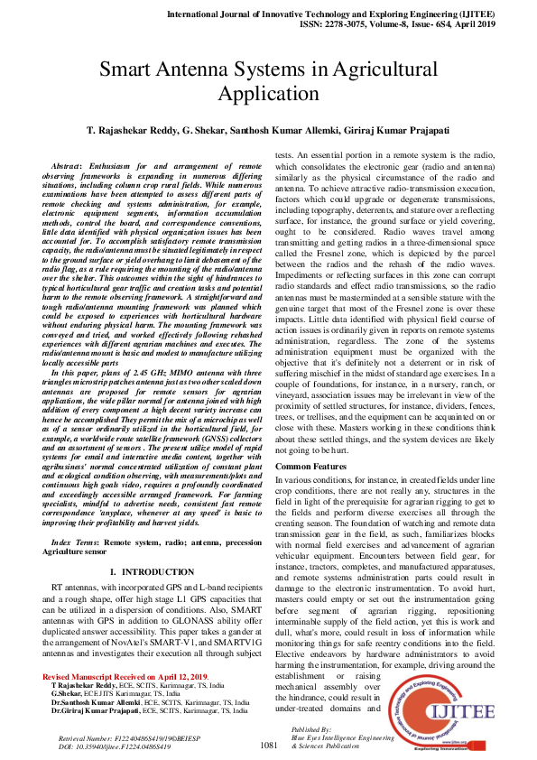 (PDF) Smart Antenna Systems in Agricultural Application