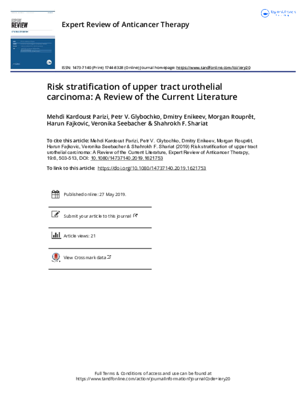 (PDF) Risk stratification of upper tract urothelial carcinoma: A Review of the Current Literature