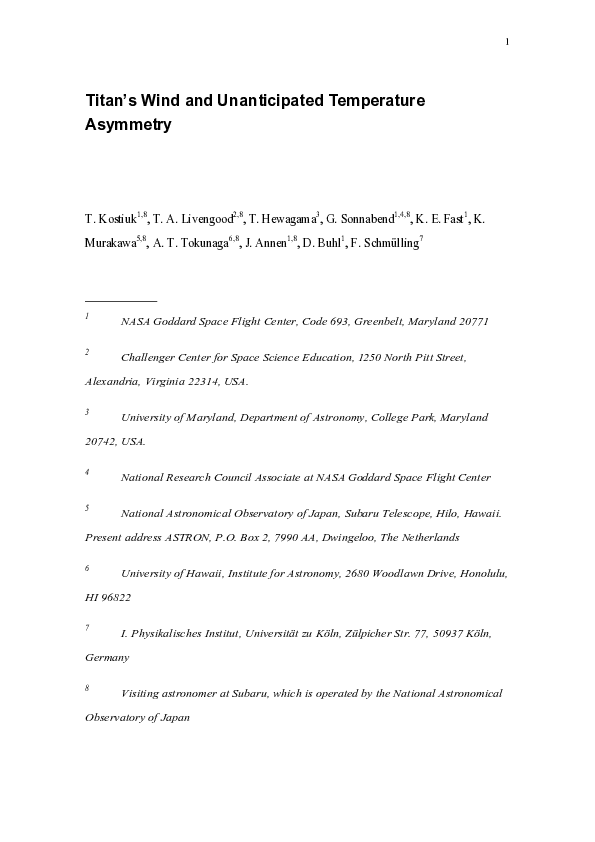 (PDF) Titan's Wind and Unanticipated Temperature Asymmetry