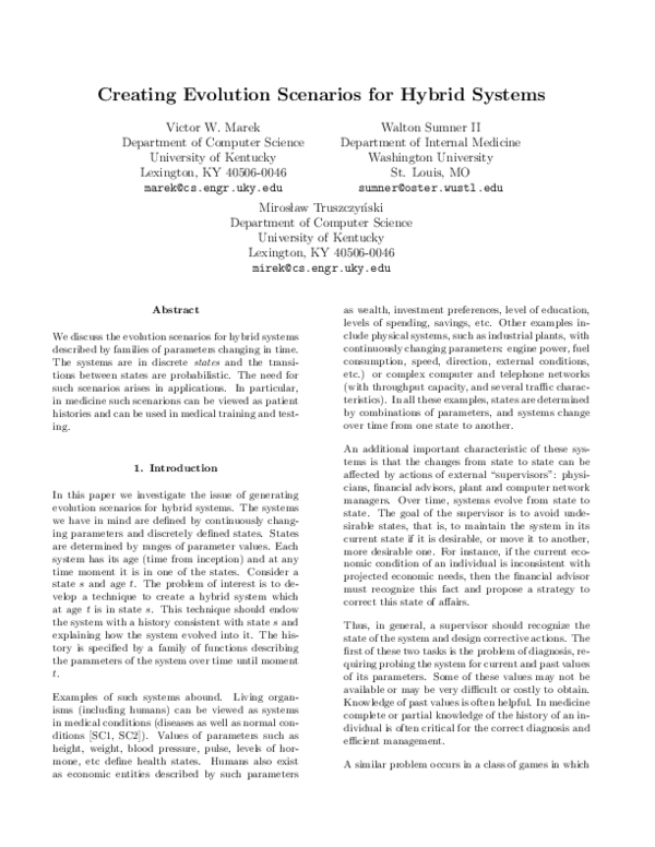 (PDF) Creating Evolution Scenarios for Hybrid Systems