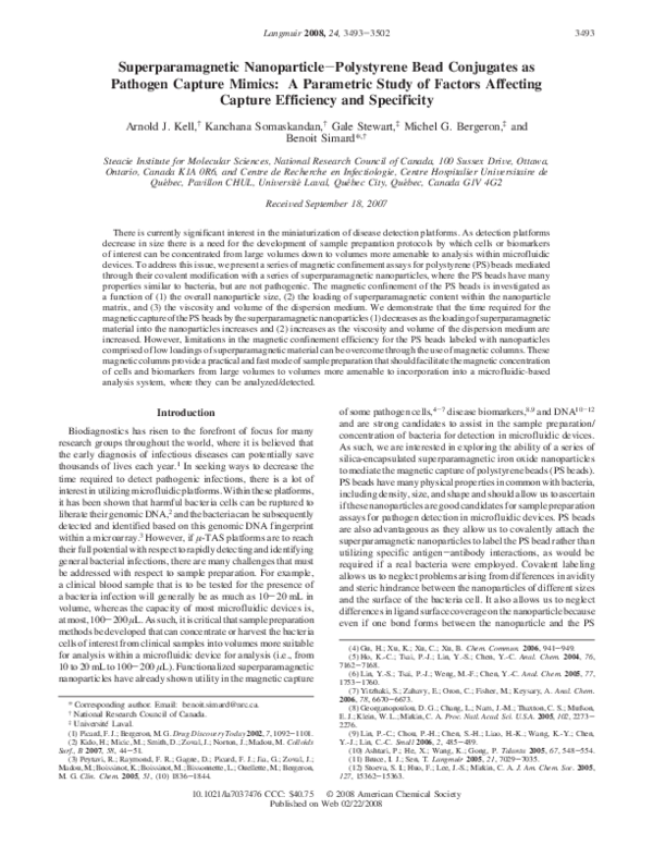 (PDF) Superparamagnetic Nanoparticle−Polystyrene Bead Conjugates as ...