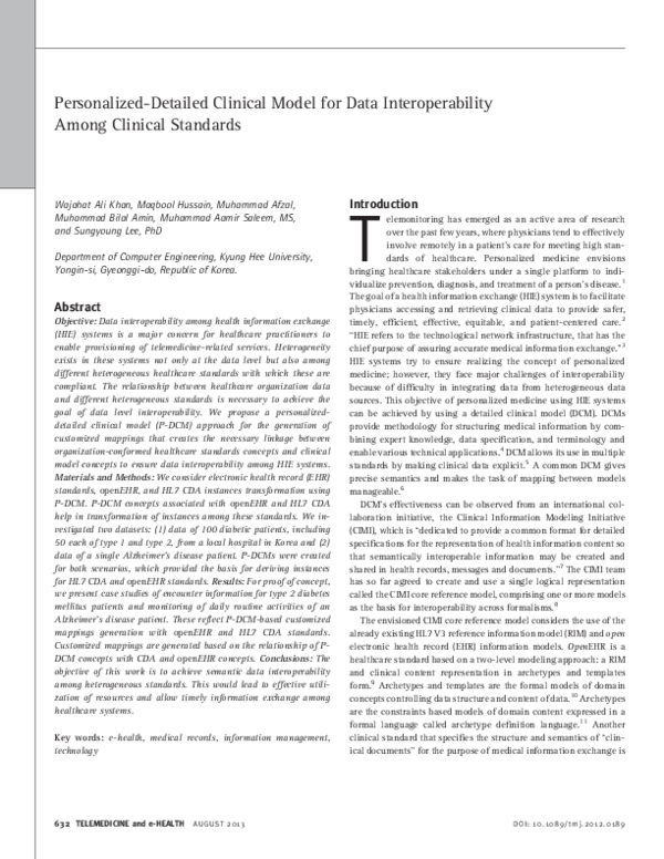 (PDF) Personalized-Detailed Clinical Model for Data Interoperability ...