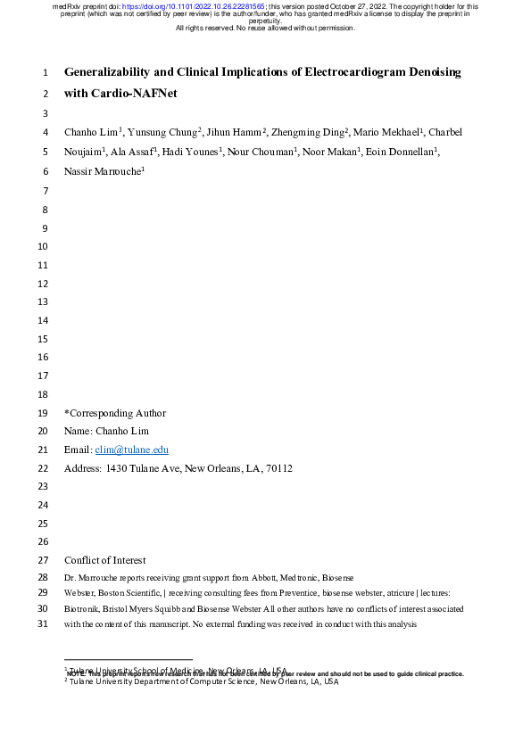 (PDF) Generalizability and Clinical Implications of Electrocardiogram ...