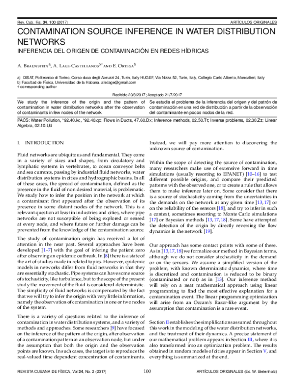 (PDF) Contamination Source Inference in Water Distribution Networks