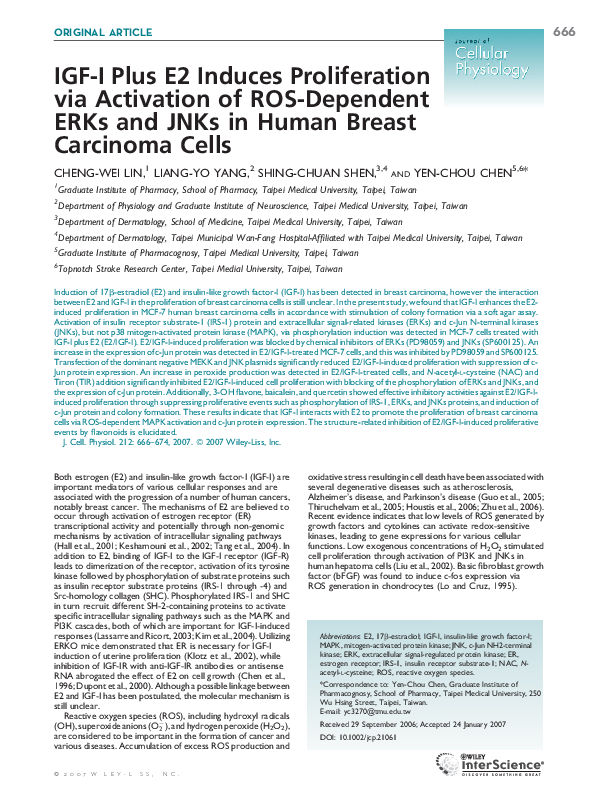 (PDF) IGF-I plus E2 induces proliferation via activation of ROS ...
