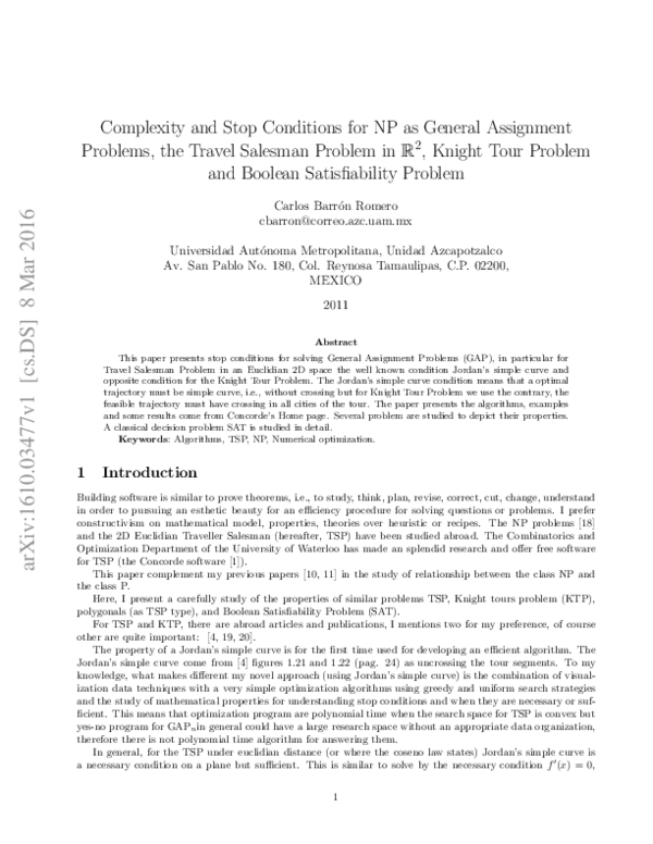 (PDF) Complexity and Stop Conditions for NP as General Assignment ...