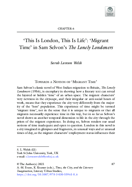 (PDF) ‘This Is London, This Is Life’: ‘Migrant Time’ in Sam Selvon’s ...