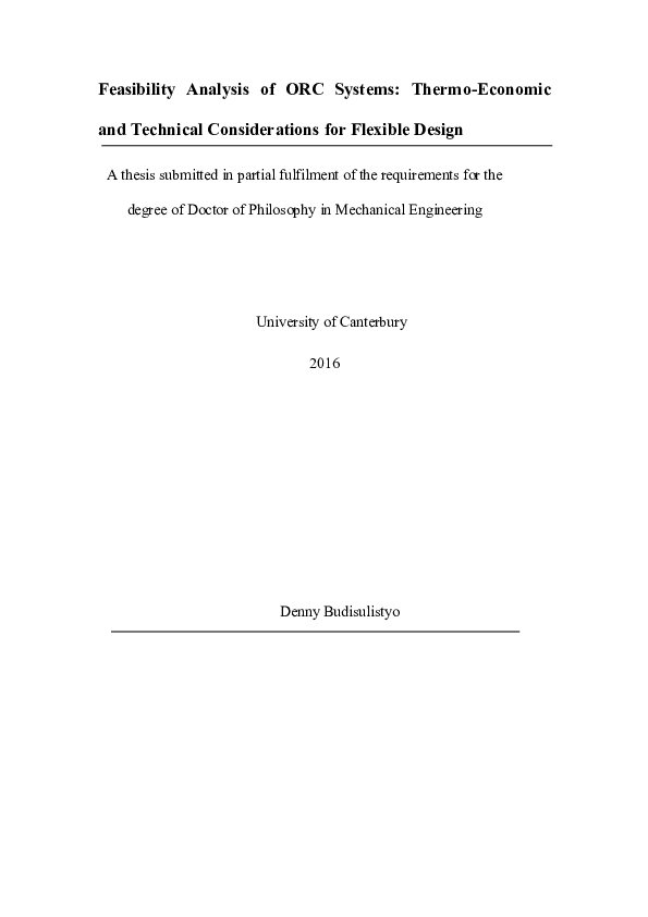 (PDF) Feasibility analysis of ORC systems : thermo-economic and ...