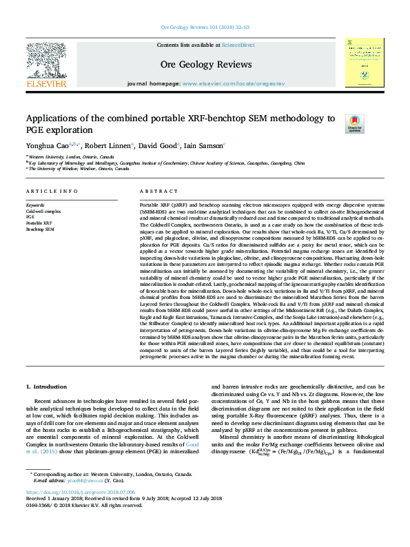 (PDF) Applications of the combined portable XRF-benchtop SEM ...