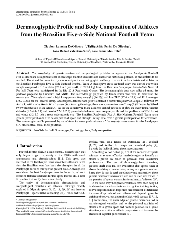 (PDF) Body Composition And Sporting Performance Of Brazilian National ...