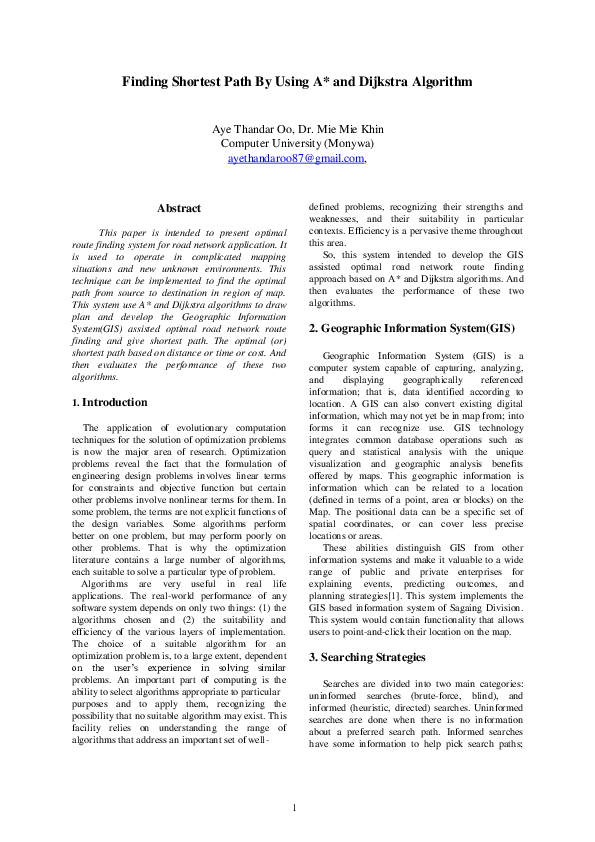 (PDF) Finding Shortest Path By Using A* and Dijkstra Algorithm