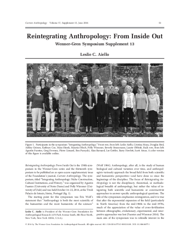 (PDF) Reintegrating Anthropology: From Inside Out
