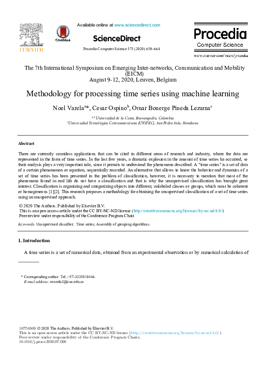 (PDF) Methodology for processing time series using machine learning