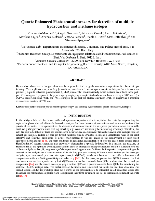 (PDF) Quartz-enhanced photoacoustic sensors for detection of multiple hydrocarbon and methane ...