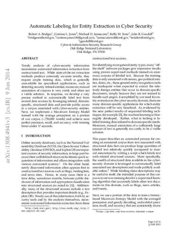 (PDF) 9). Automatic Labeling for Entity Extraction in Cyber Security ...