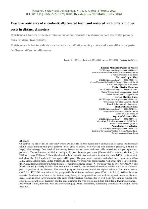(PDF) Fracture resistance of endodontically treated teeth and restored with different fiber ...