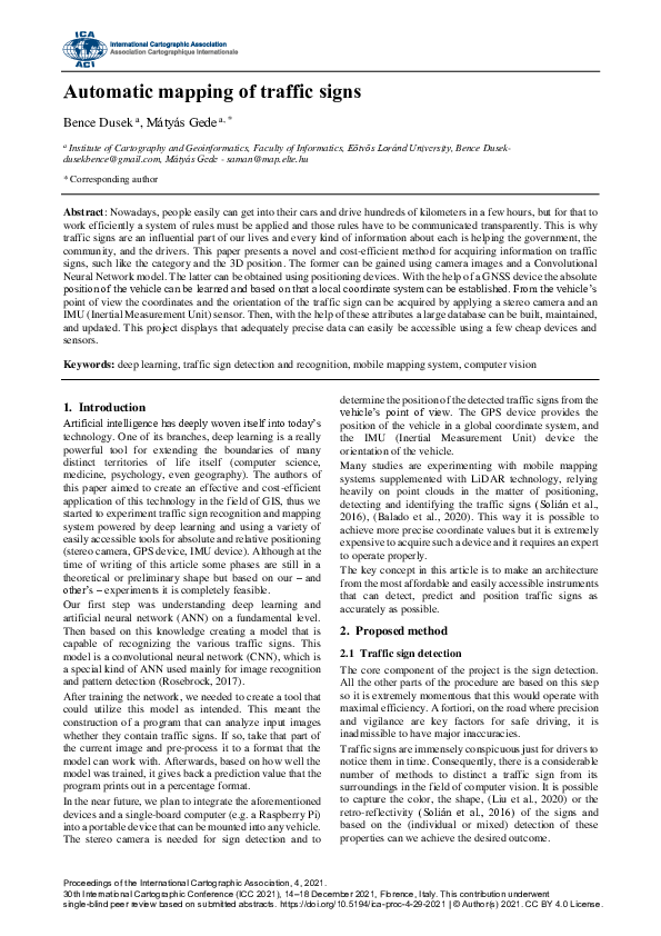 (PDF) Automatic mapping of traffic signs