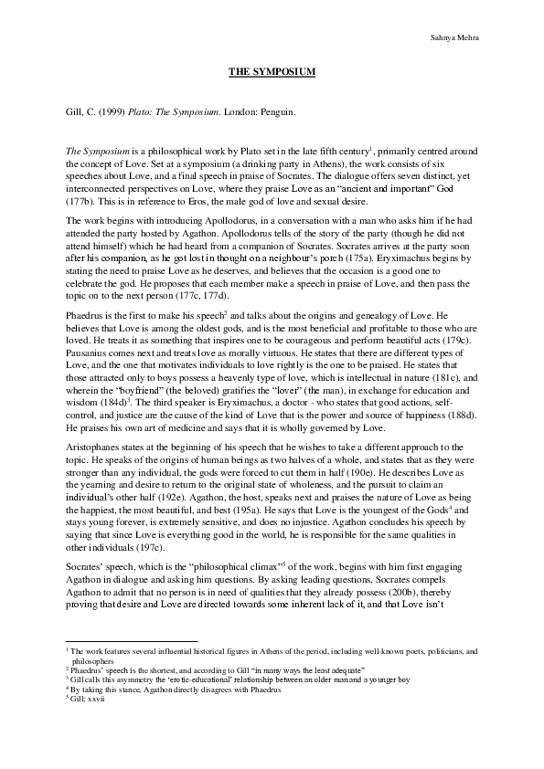 (PDF) Summary of Plato's Symposium