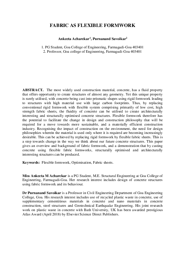 (PDF) Fabric as Flexible Formwork