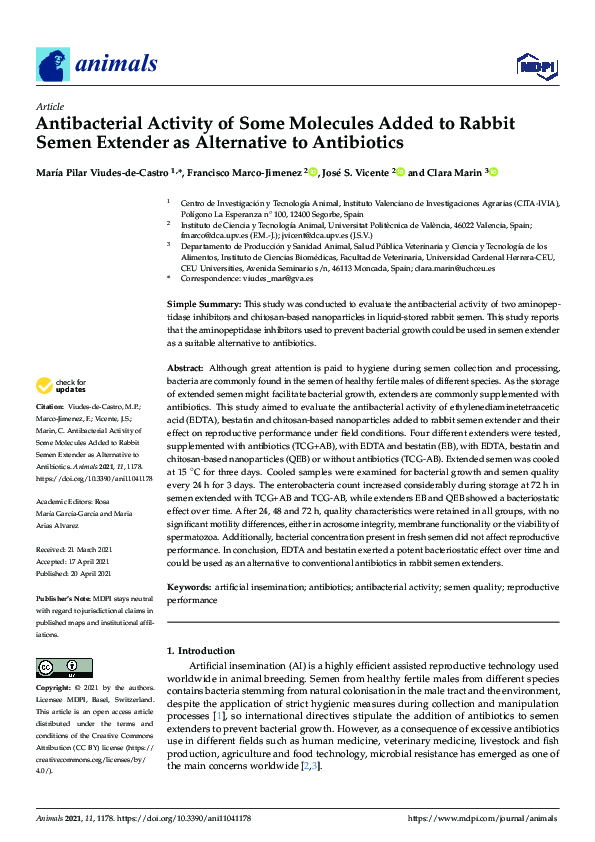 (PDF) Antibacterial Activity of Some Molecules Added to Rabbit Semen ...