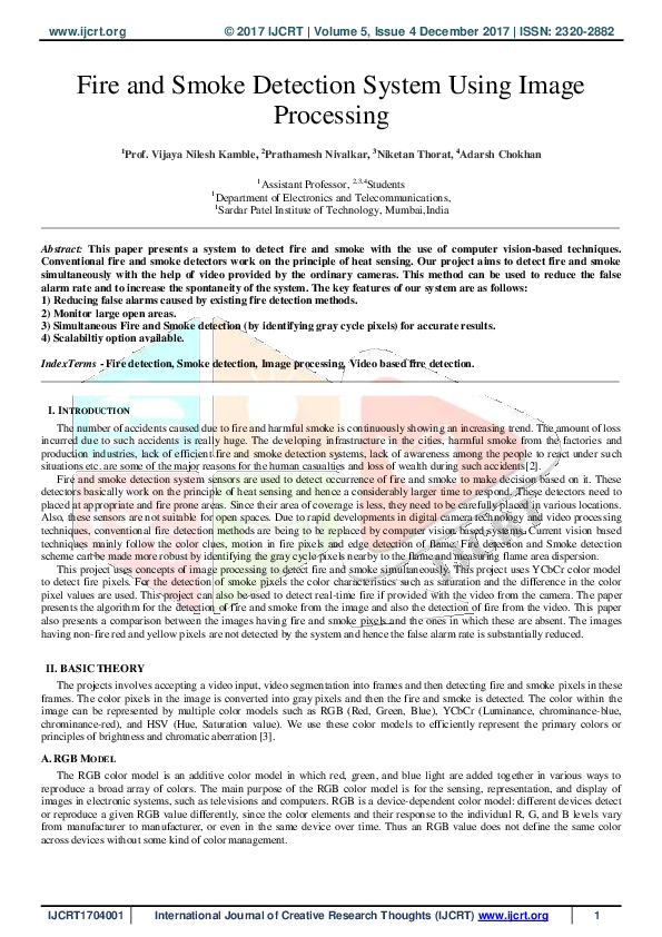 (PDF) Fire and Smoke Detection System Using Image Processing