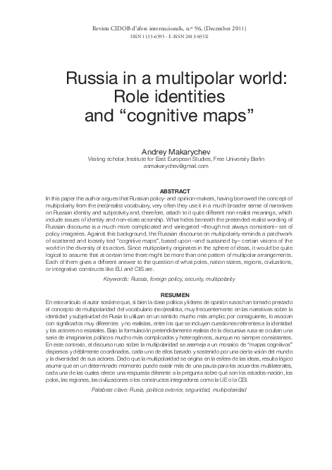 (PDF) Rusia en un mundo multipolar: El papel de las identidades y los ...