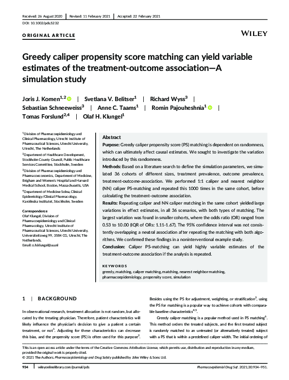 (PDF) Greedy caliper propensity score matching can yield variable ...