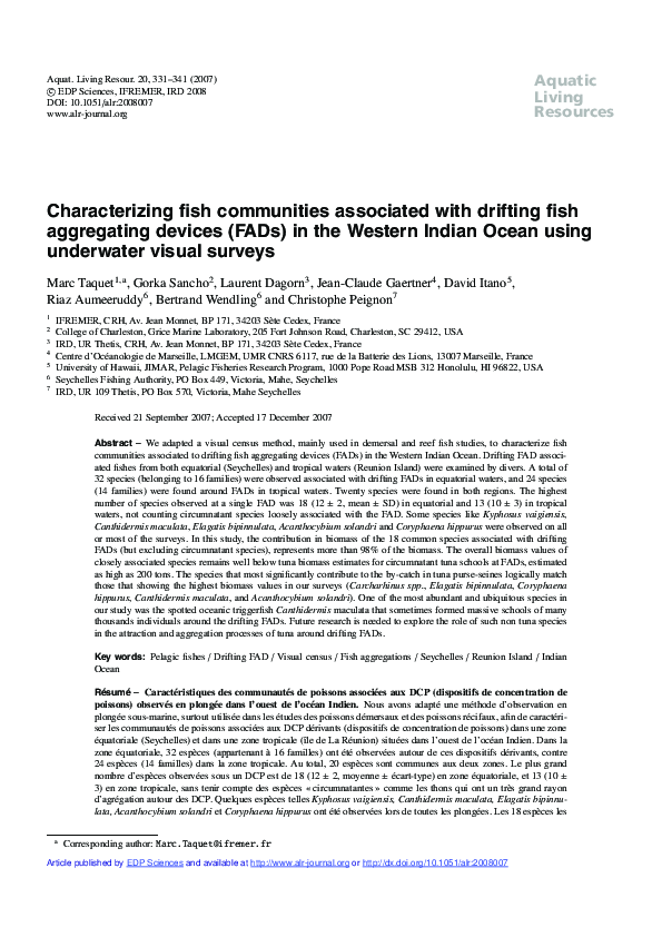 (PDF) Characterizing fish communities associated with drifting fish ...