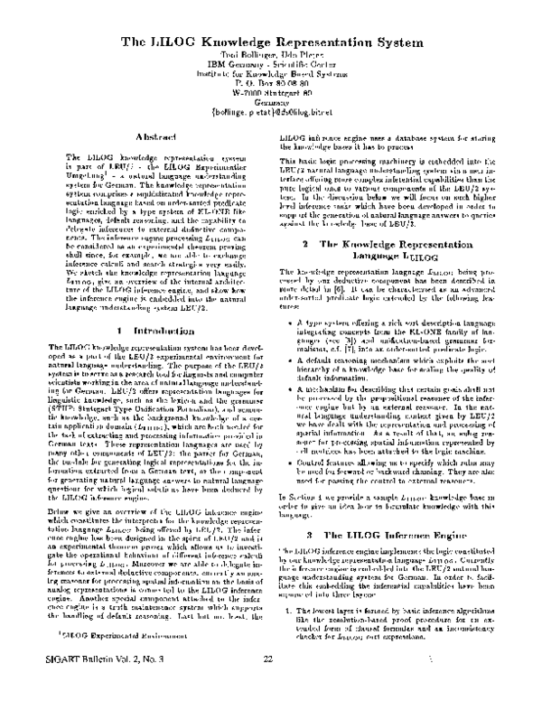 (PDF) The LILOG knowledge representation system