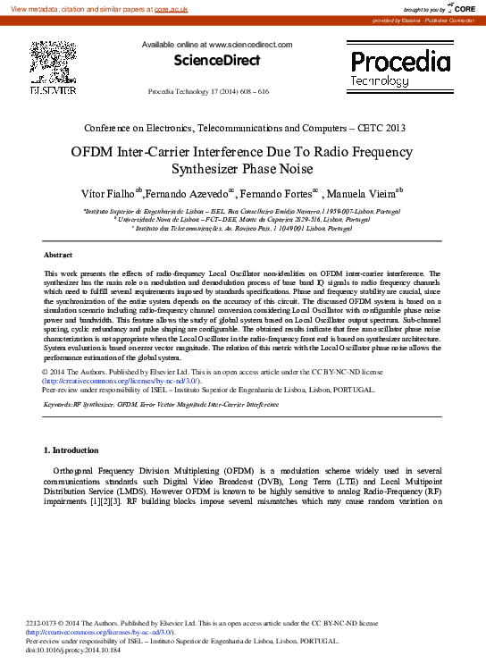 (PDF) OFDM Inter-carrier Interference Due to Radio Frequency ...