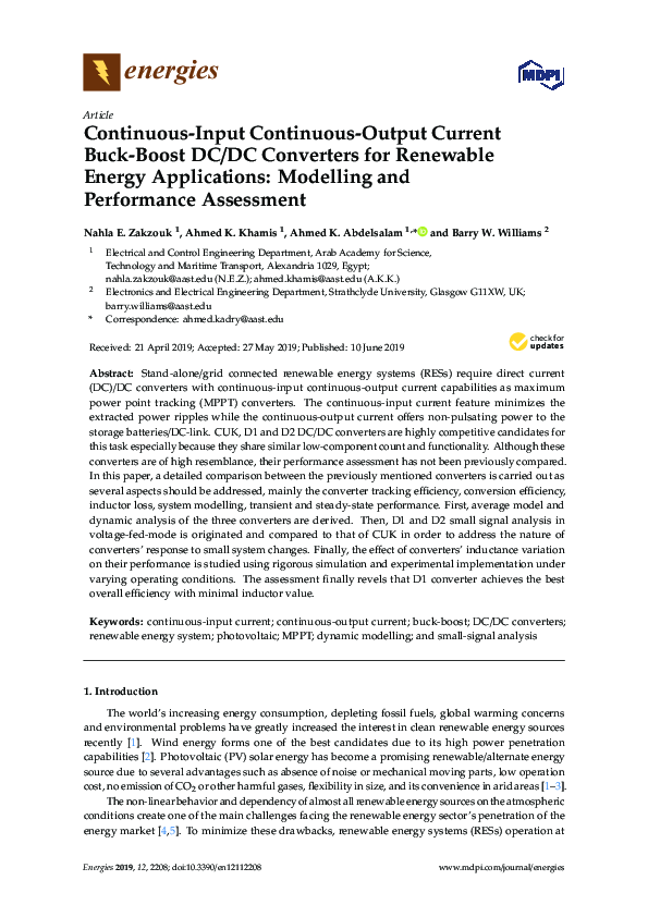(PDF) Continuous-Input Continuous-Output Current Buck-Boost DC/DC Converters for Renewable ...
