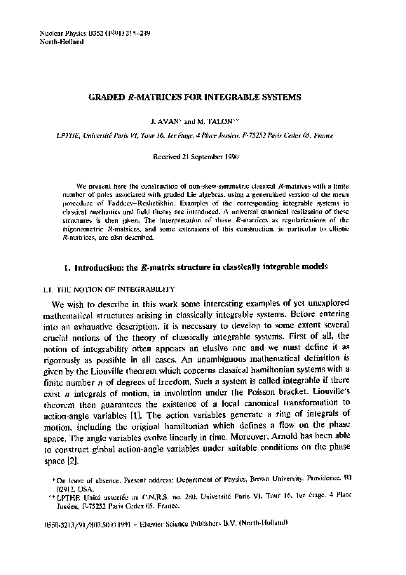 (PDF) Graded R-matrices for integrable systems