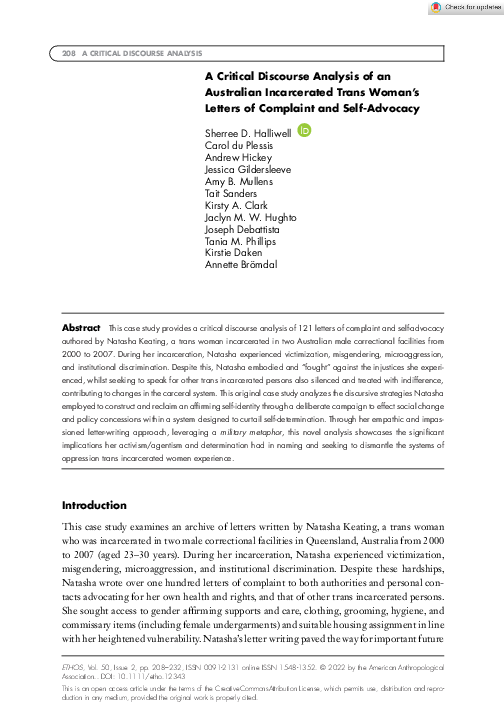(PDF) A Critical Discourse Analysis of an Australian Incarcerated Trans ...