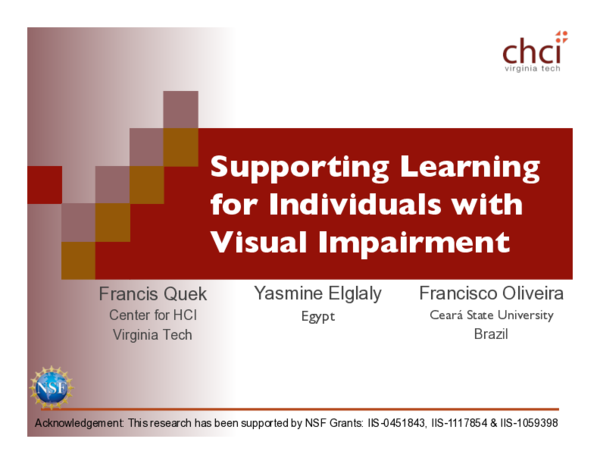 (PDF) Supporting learning for individuals with visual impairment