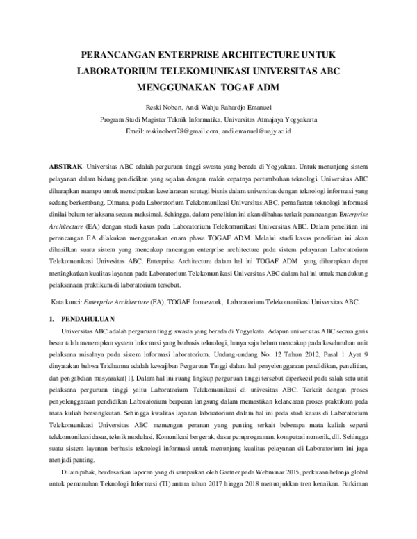 (PDF) PERANCANGAN ENTERPRISE ARCHITECTURE UNTUK LABORATORIUM ...